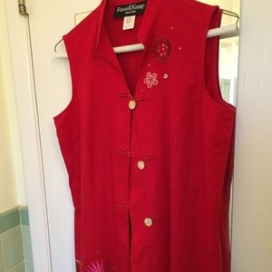 Russell Kemp | Tops | New Russell Kemp Cherry Red Shirt With Beading ...
